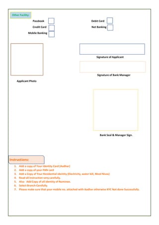 Bank Application Form In Document or Word . | PDF