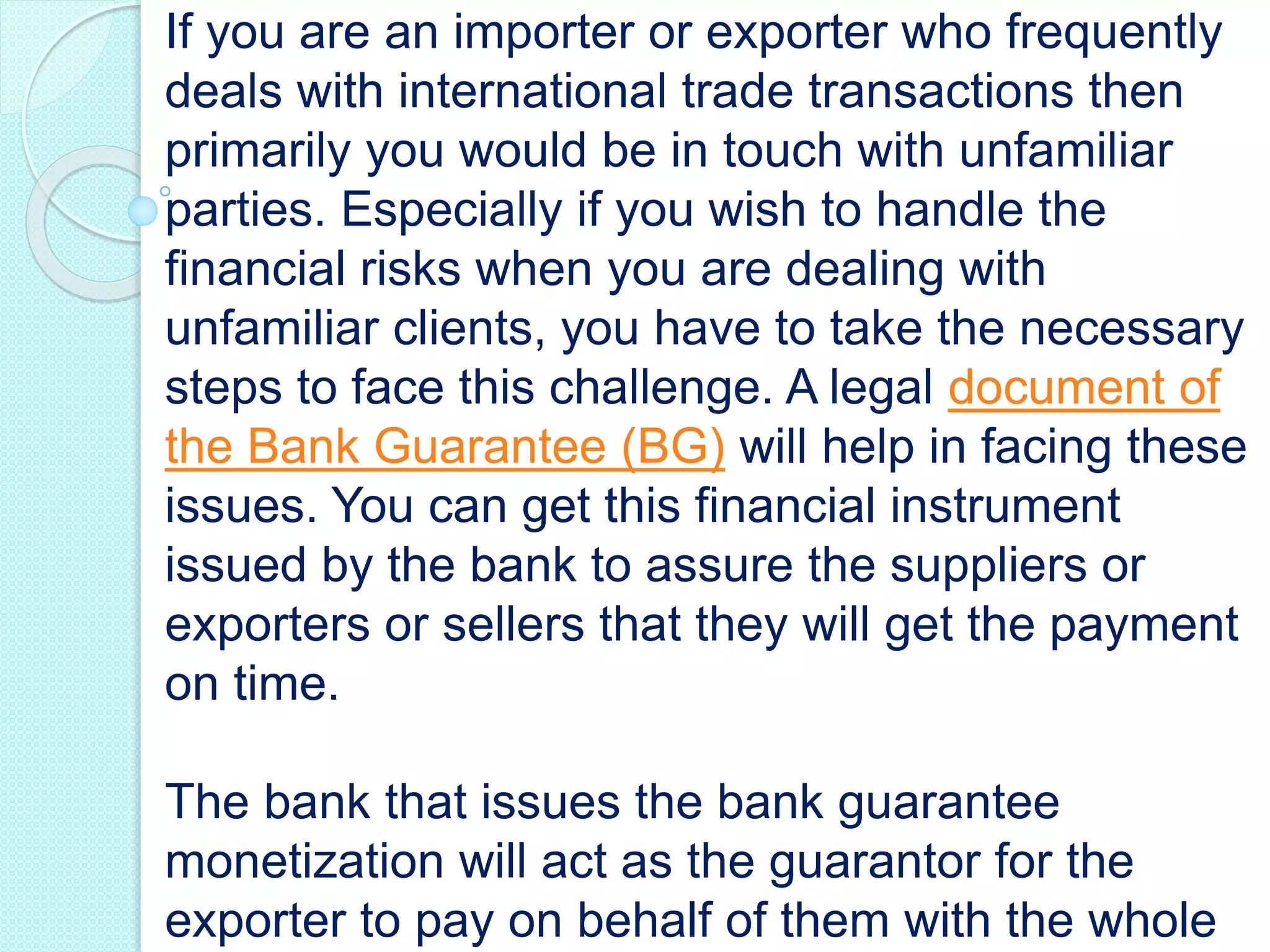 Bank Guarantee (BG) – How Does It Work? | PPTX