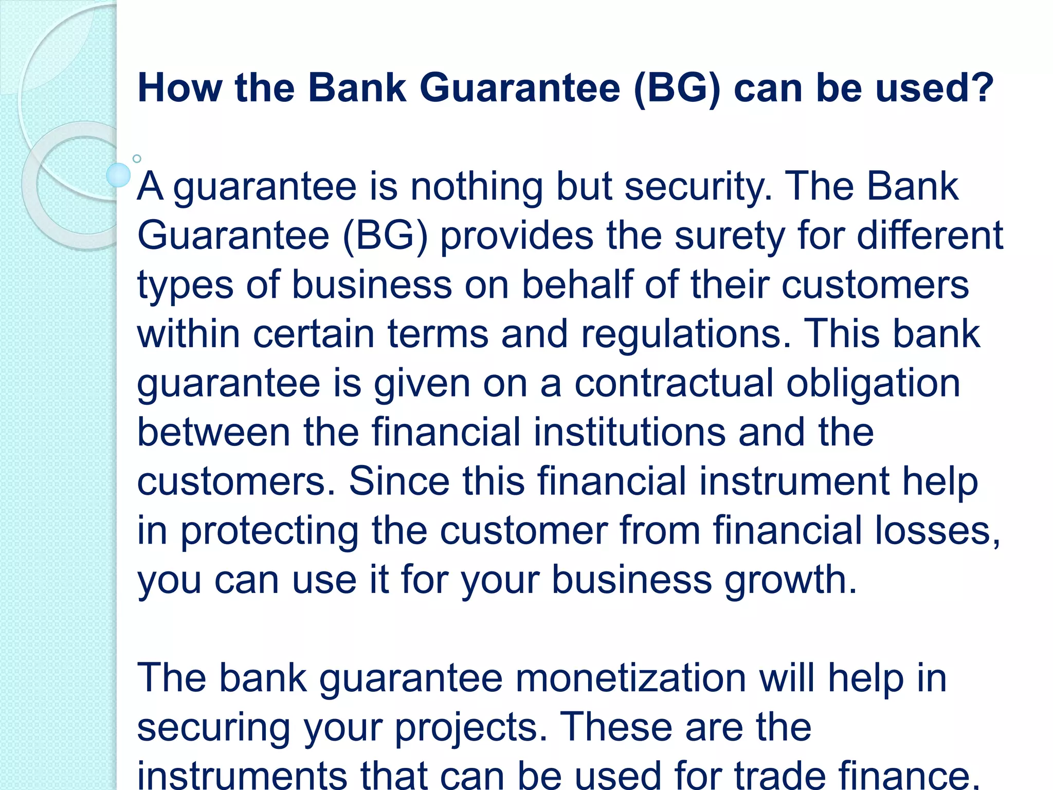 Bank Guarantee (BG) – How Does It Work? | PPTX