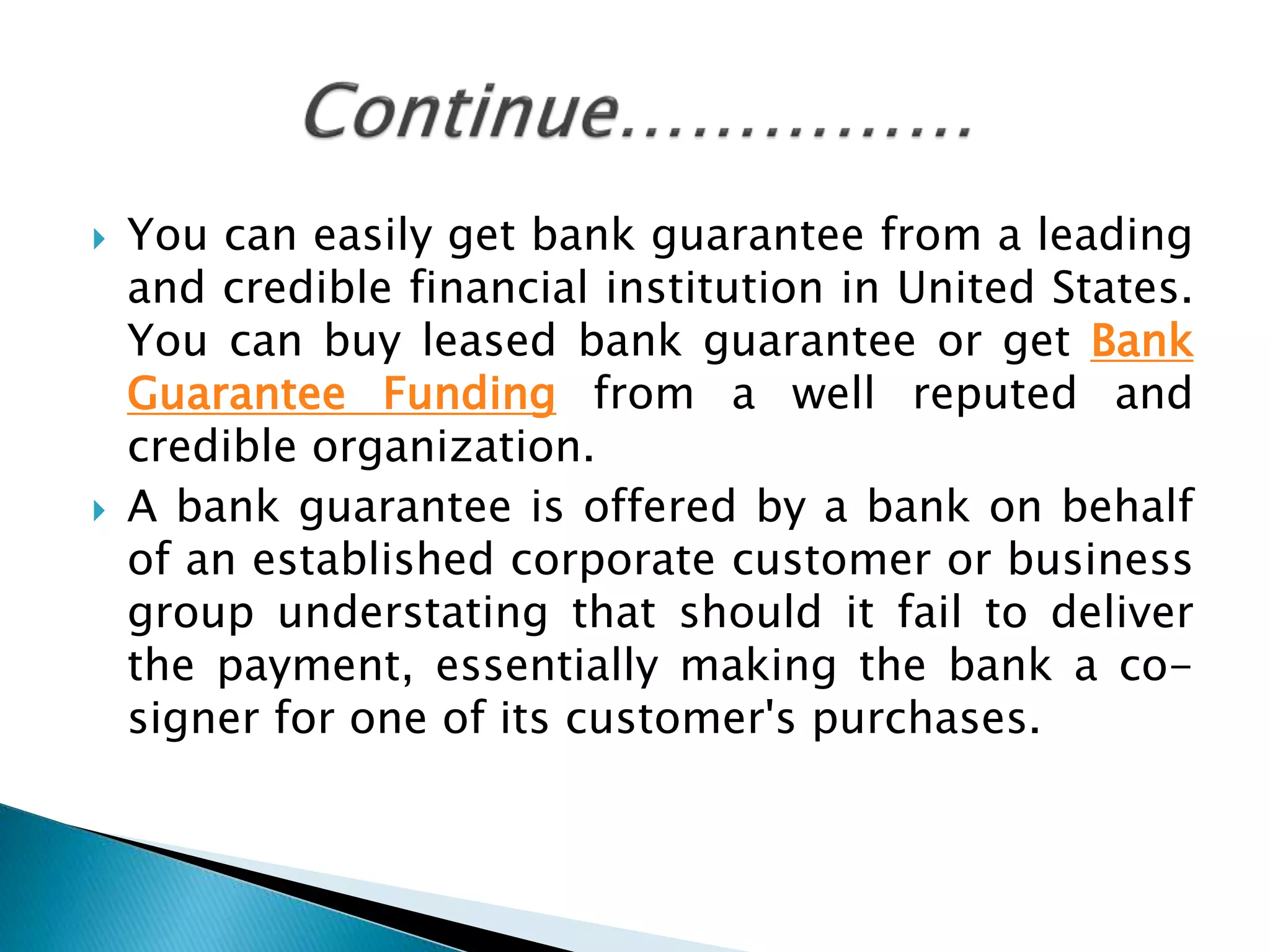 Bank guarantee from a leading bank | PPTX
