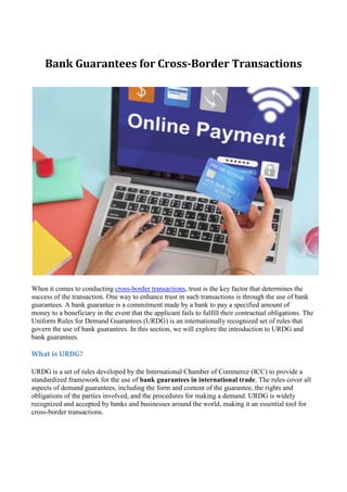 Bank Guarantees for Cross-Border Transactions | PDF