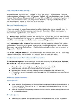 Bank Guarantees for Cross-Border Transactions | PDF
