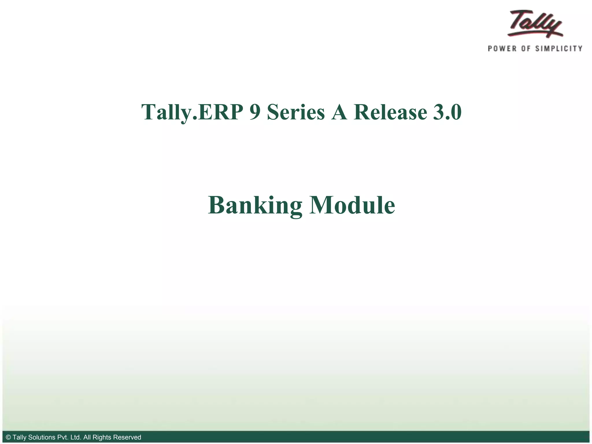 Banking In Tally.ERP 9 | PPSX