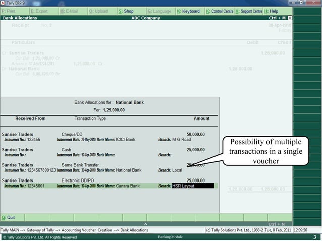 Banking In Tally.ERP 9 | PPSX | Consumer Banking | Personal Finance