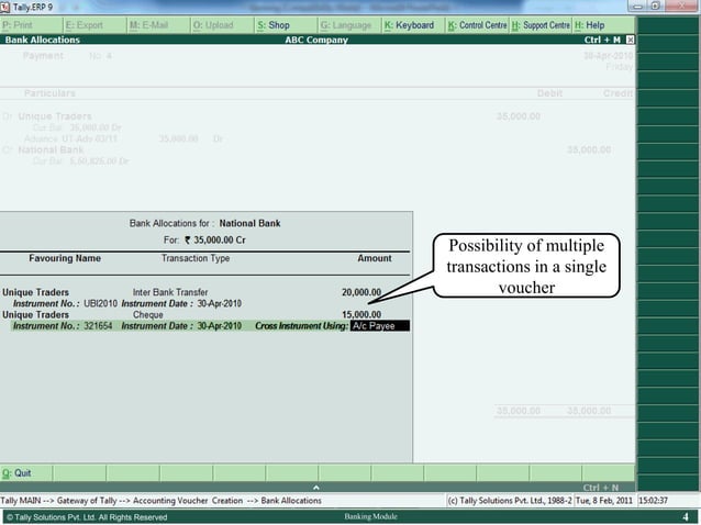 Banking In Tally.ERP 9 | PPSX | Consumer Banking | Personal Finance