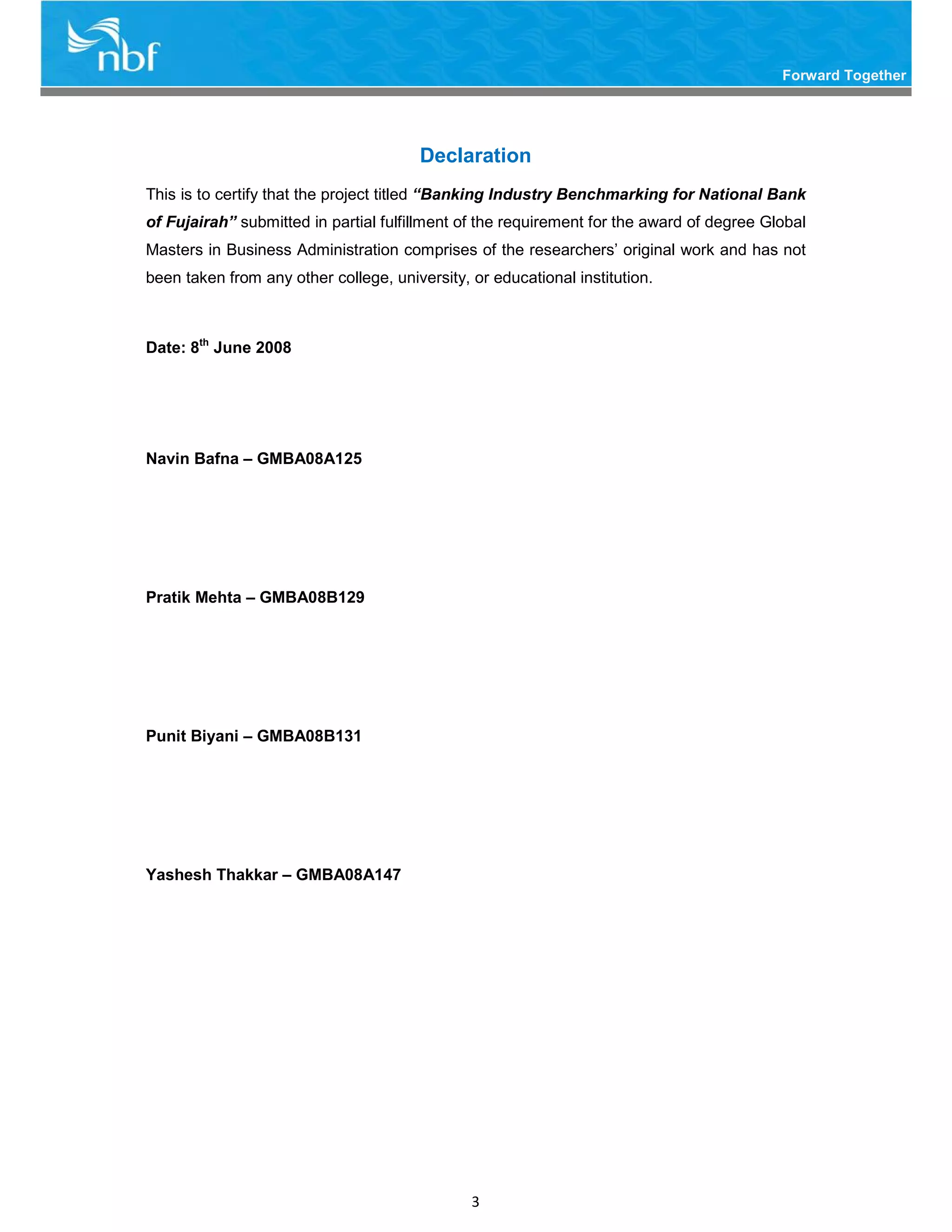 Banking Industry Benchmarking | PDF