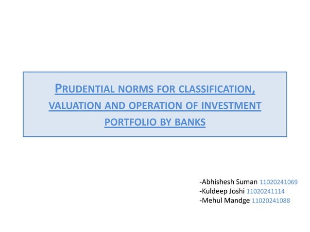 Banking prudential norms | PPTX