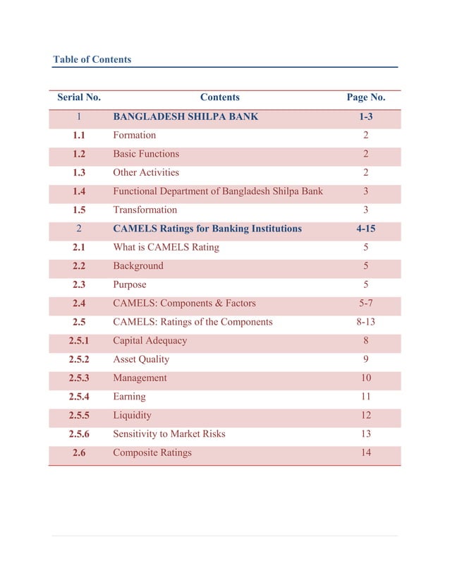 Bangladesh Shilpa Bank & CAMELS Rating System for Banking Institutions ...