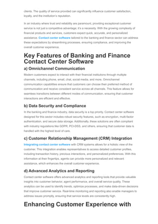 Banking and Finance Contact Center Software | PDF