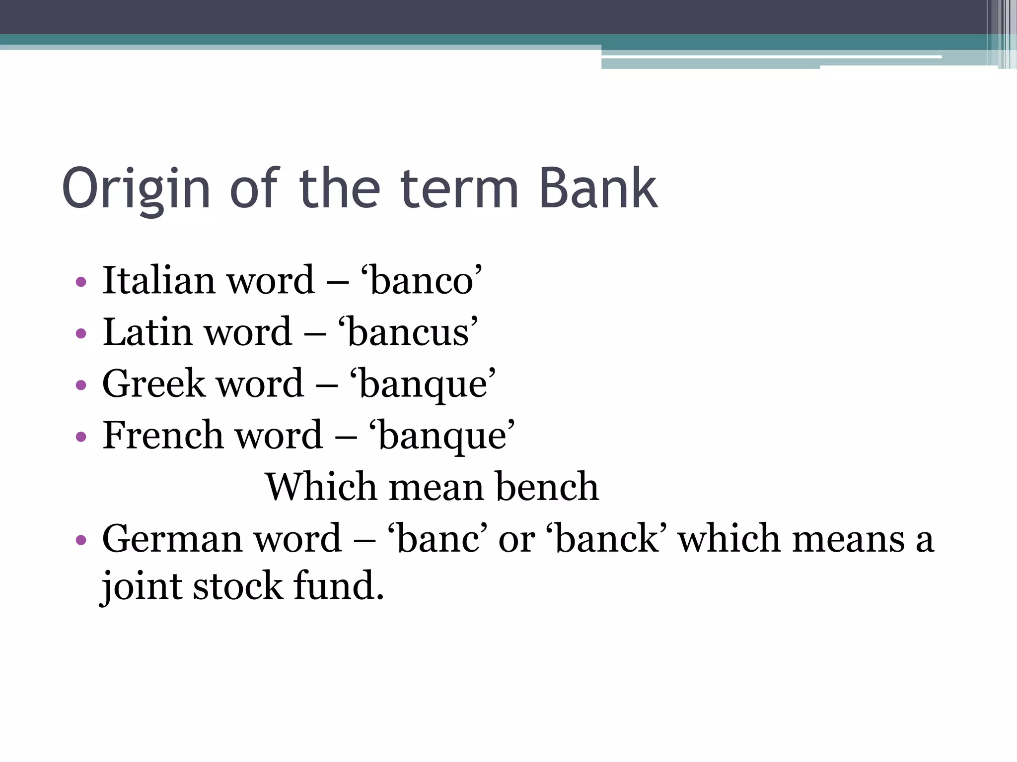 Banking and financial institutions | PPTX
