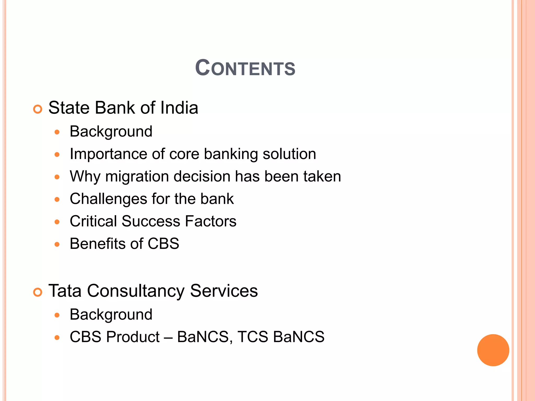 Core Banking Solution PPT of TCS and SBI | PPTX