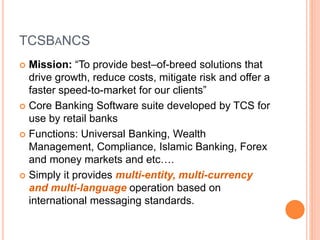 Core Banking Solution PPT of TCS and SBI | PPTX