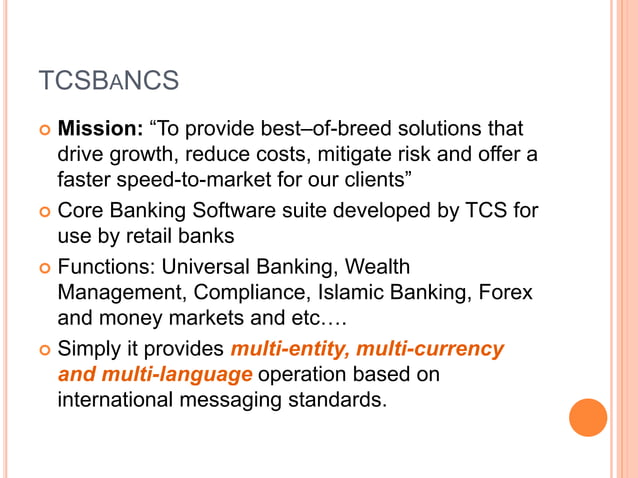 Core Banking Solution PPT of TCS and SBI | PPTX | Business Banking ...