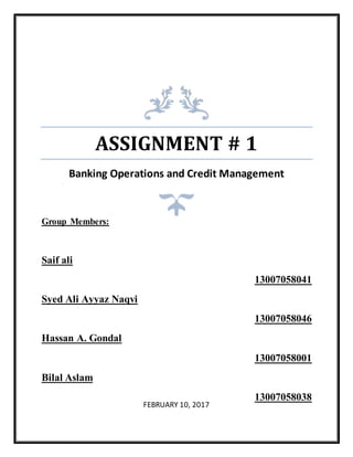Banking assignment | DOCX | Personal Loans | Personal Debt