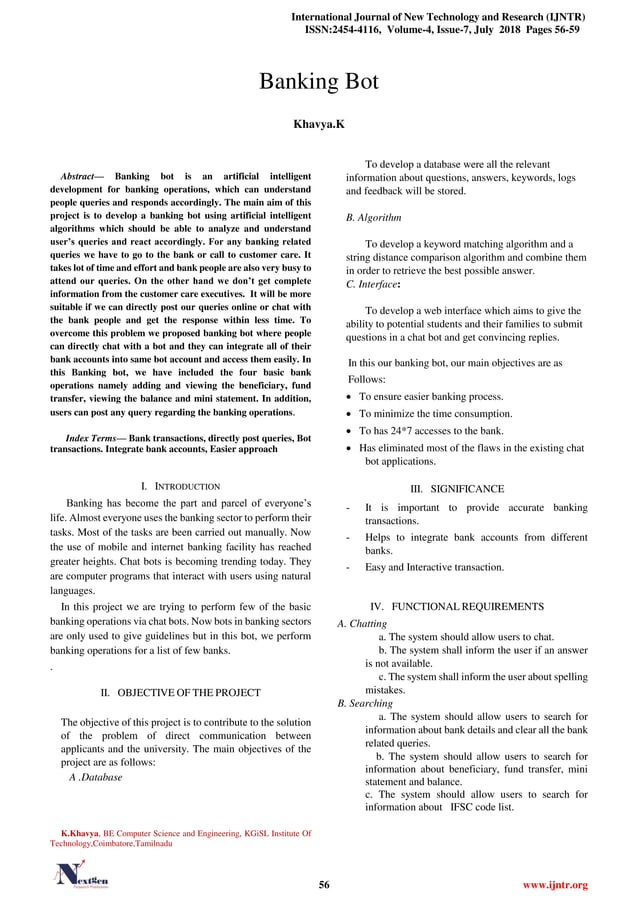 Banking botreport | PDF | Databases | Computer Software and Applications