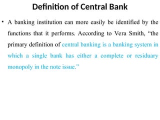 banking chapter two centeral bank ppting | PPT