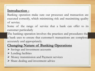 Introduction To Banking Operations | PPTX