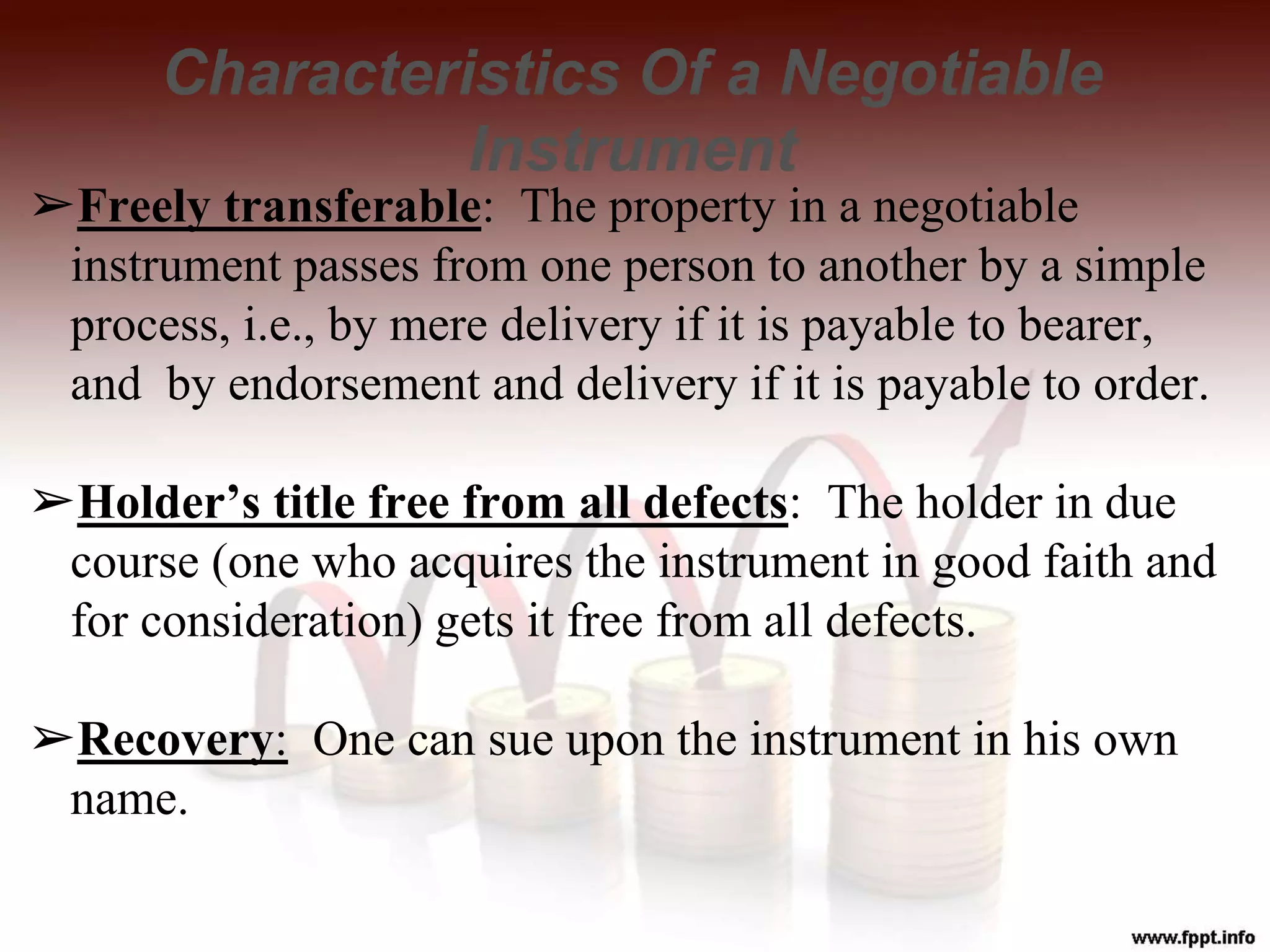 Negotiable Instruments With Case Studies | PPTX