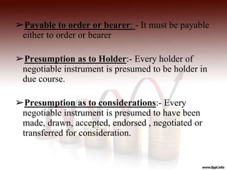 Negotiable Instruments With Case Studies | PPTX