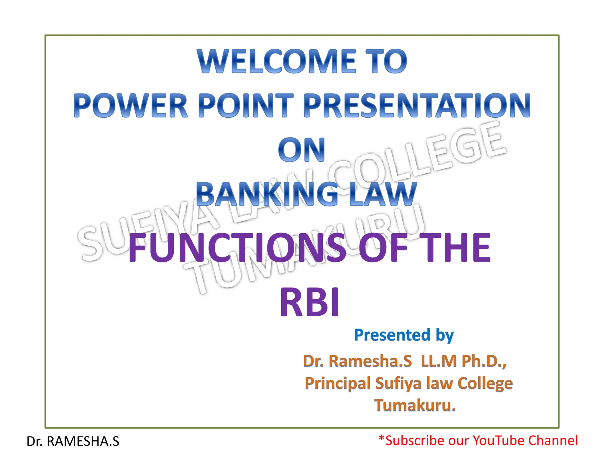 Banking Law functions and types of banks banking law | PPT