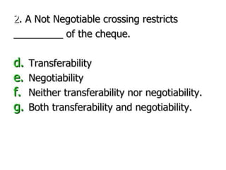 Banking Law Crossing of Cheque, Meaning and types | PPTX