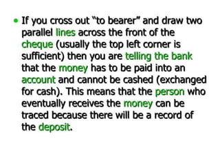 Banking Law Crossing of Cheque, Meaning and types | PPTX