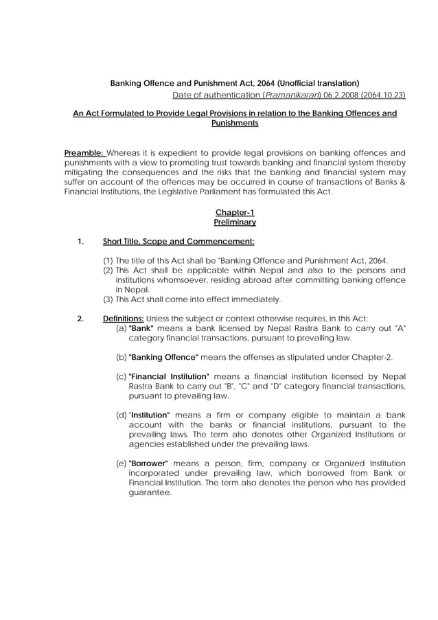 Banking offence and punishment act | PDF