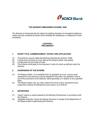 Banking Ombudsman Scheme | PDF