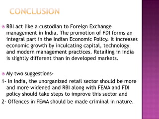 FEMA- AN OVERVIEW & ROLE OF RBI | PPTX
