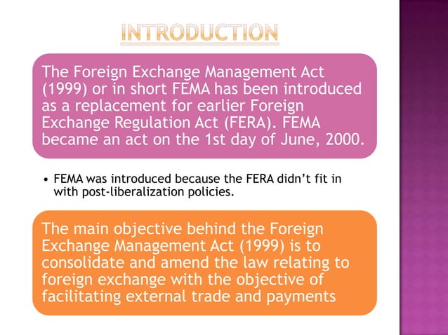 FEMA- AN OVERVIEW & ROLE OF RBI | PPTX