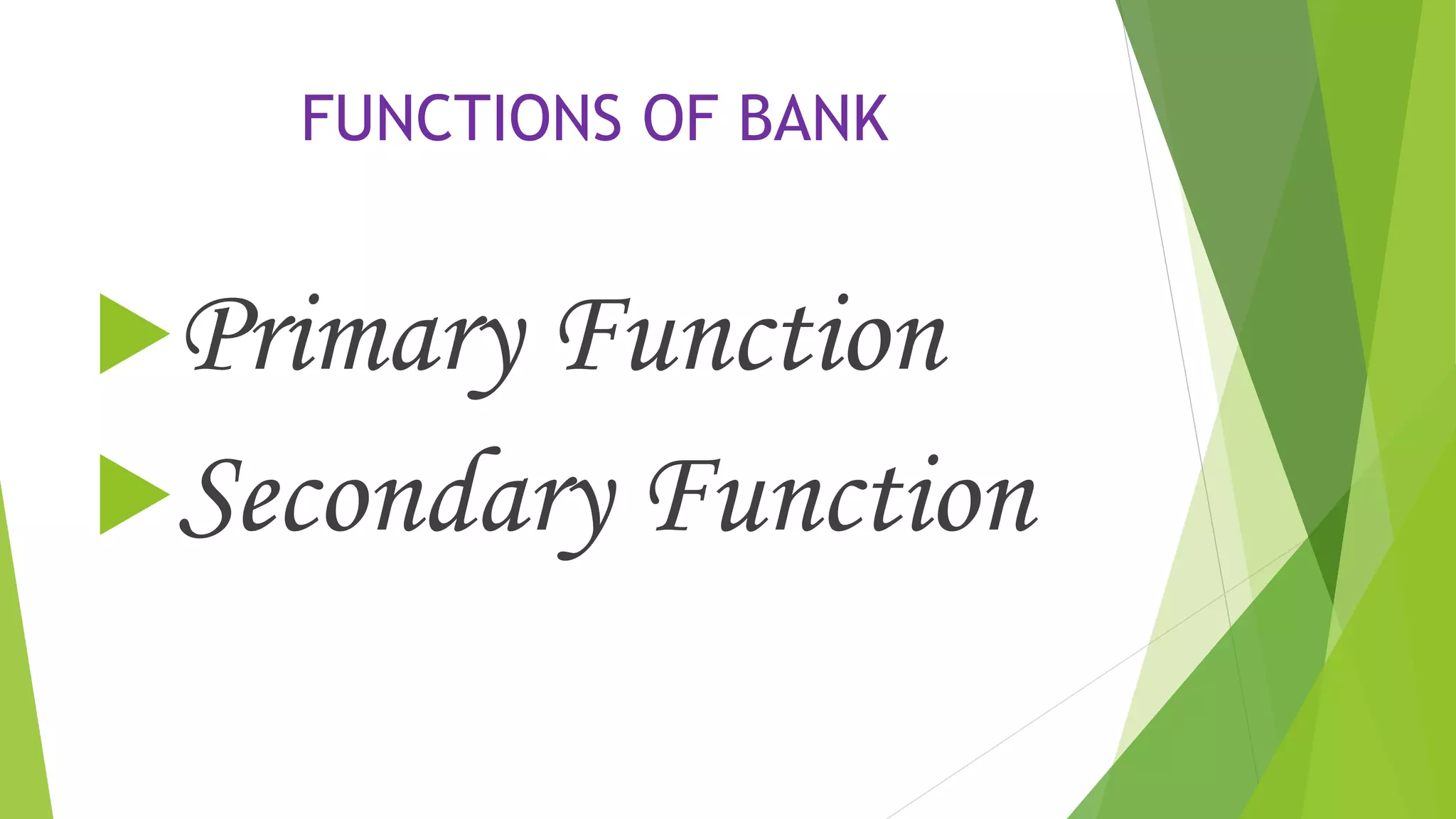 Functions of Bank | PPTX