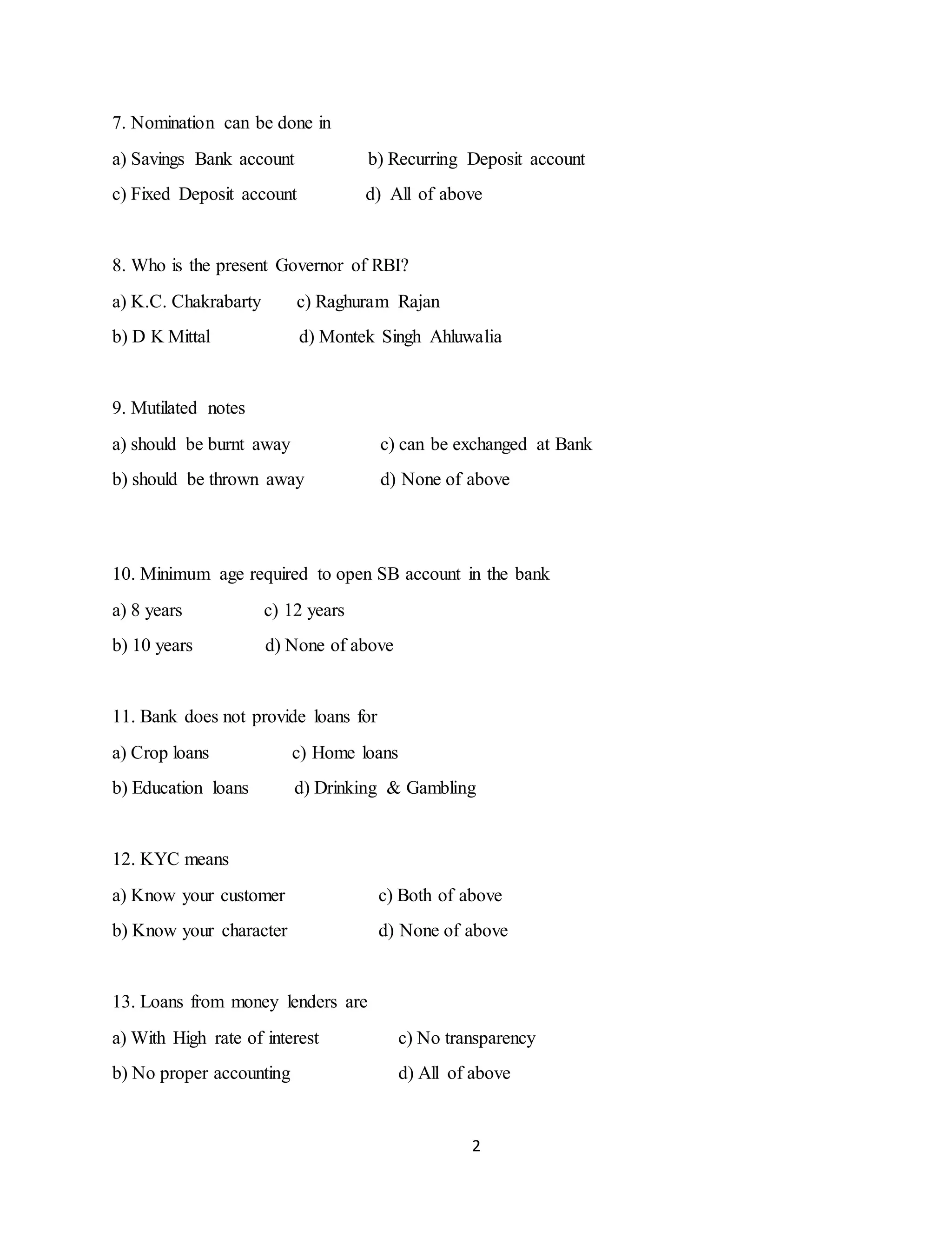 Banking question paper | DOCX