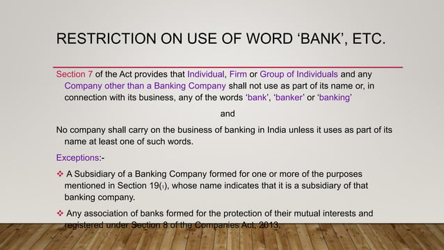 Banking Regulation Act, 1949 | PPTX | Business Banking & Finance | Business