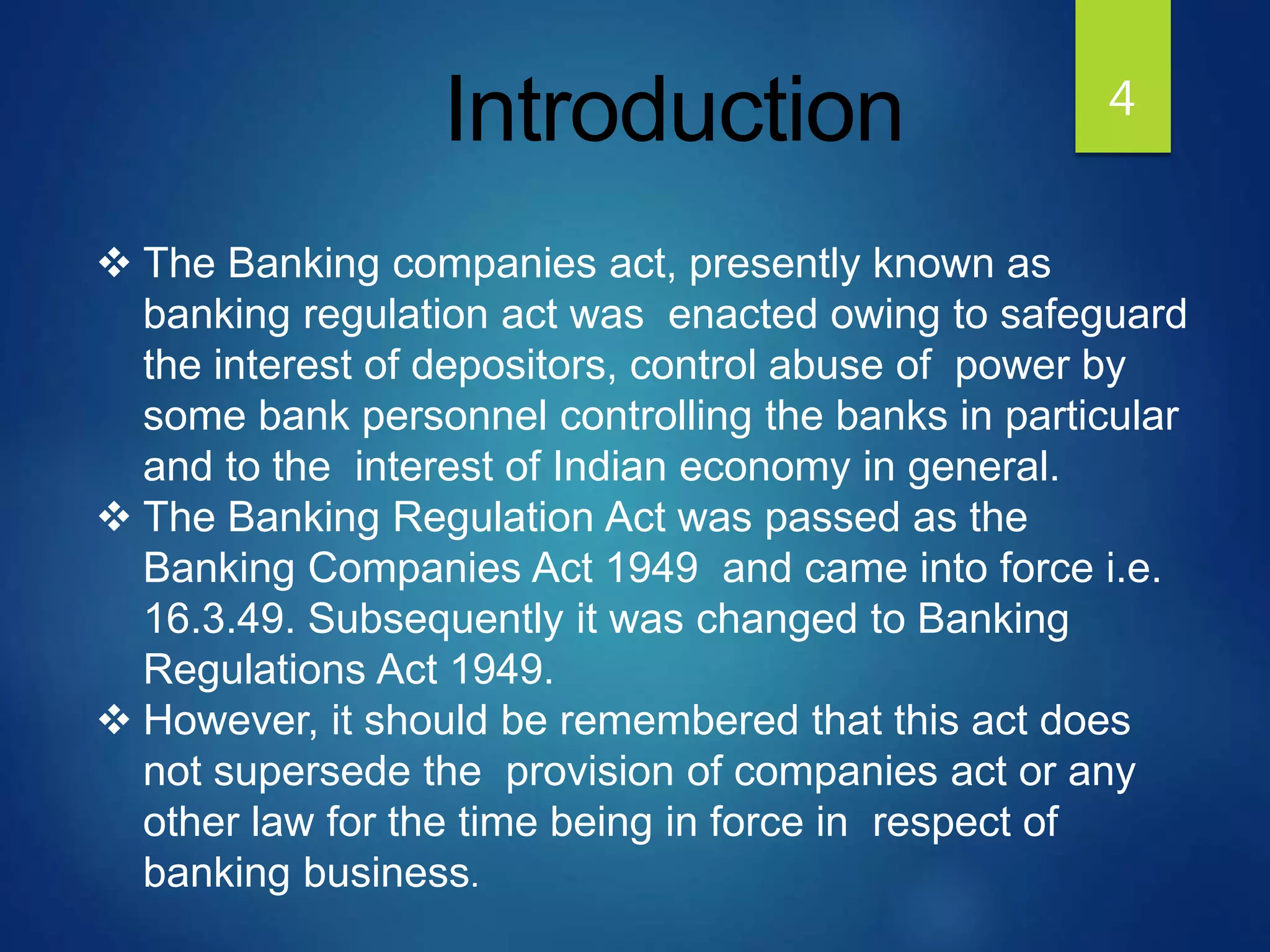 Banking regulation act,1949 | PPTX