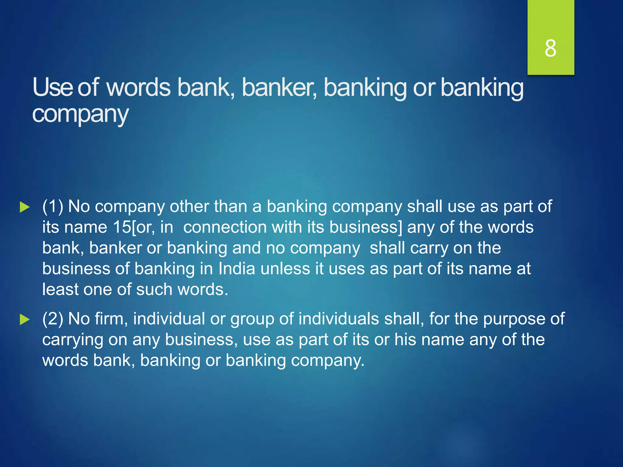 Banking regulation act,1949 | PPTX