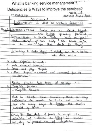 Banking Service Management | B com 5th sem | Hand written Notes | by ...