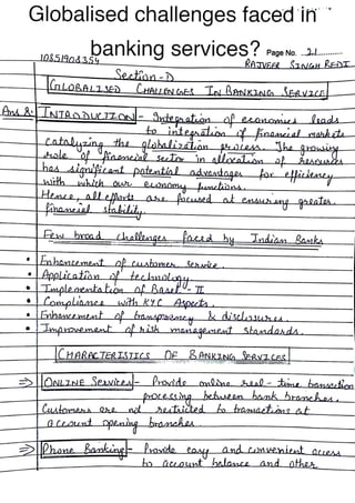 Banking Service Management | B com 5th sem | Hand written Notes | by ...