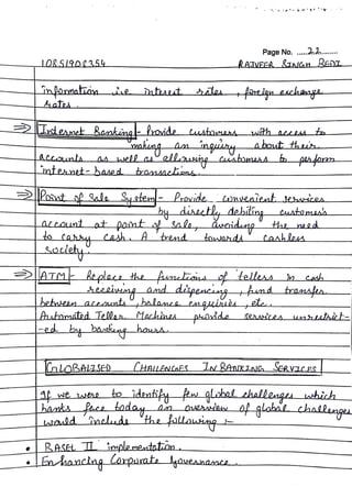 Banking Service Management | B com 5th sem | Hand written Notes | by ...