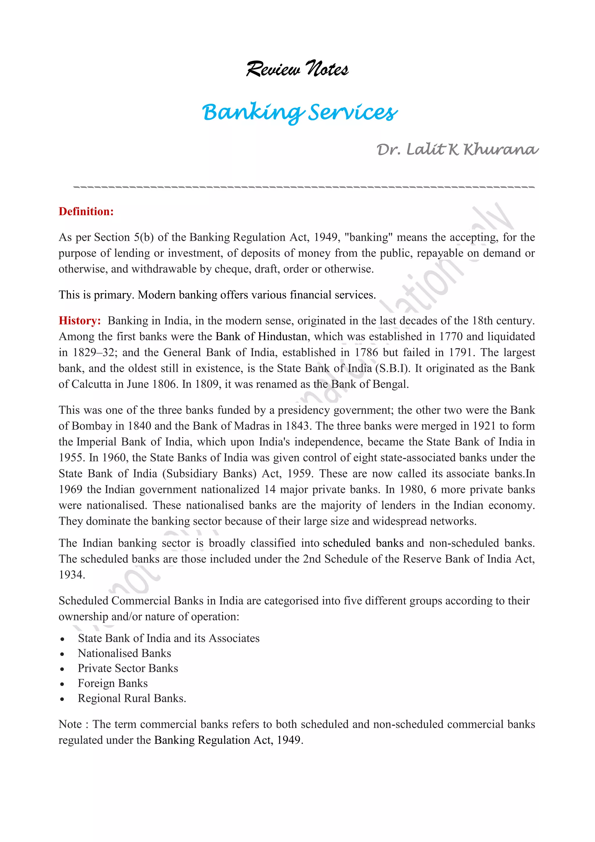 Banking services -review_notes | PDF