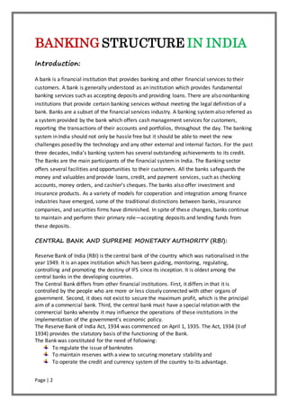 Banking structure in india | DOCX