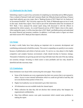 Banking system of ncc bank ltd an analysis of its investment portfolio ...