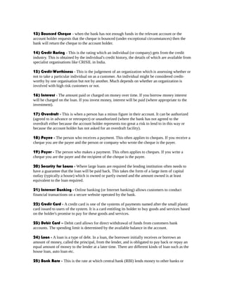 Banking terms | RTF