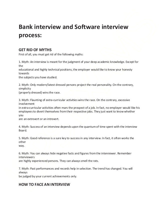 Bank interview and software interview process