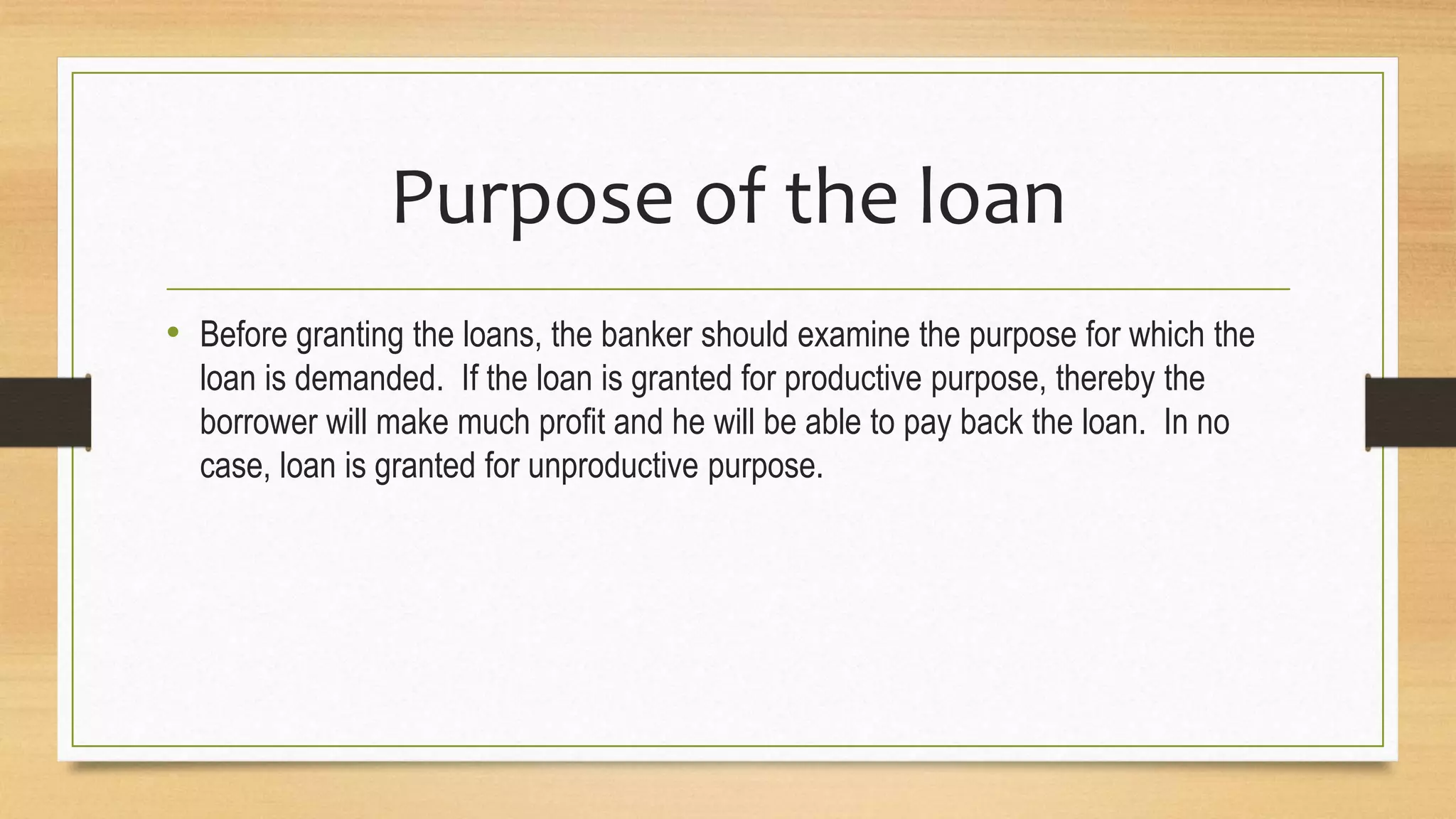 Bank lending and principles of sound lending | PPTX
