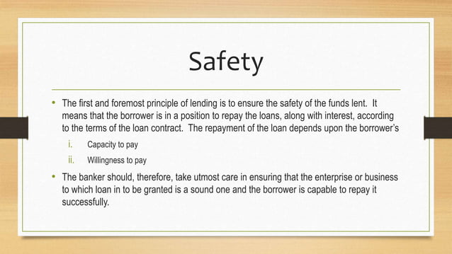 Bank lending and principles of sound lending | PPTX