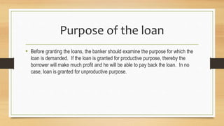 Bank lending and principles of sound lending | PPTX