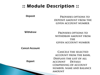 Bank management system with java | PPT