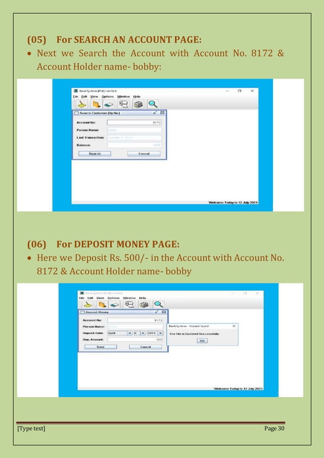 Bank management system | DOCX | Operating Systems | Computer Software ...