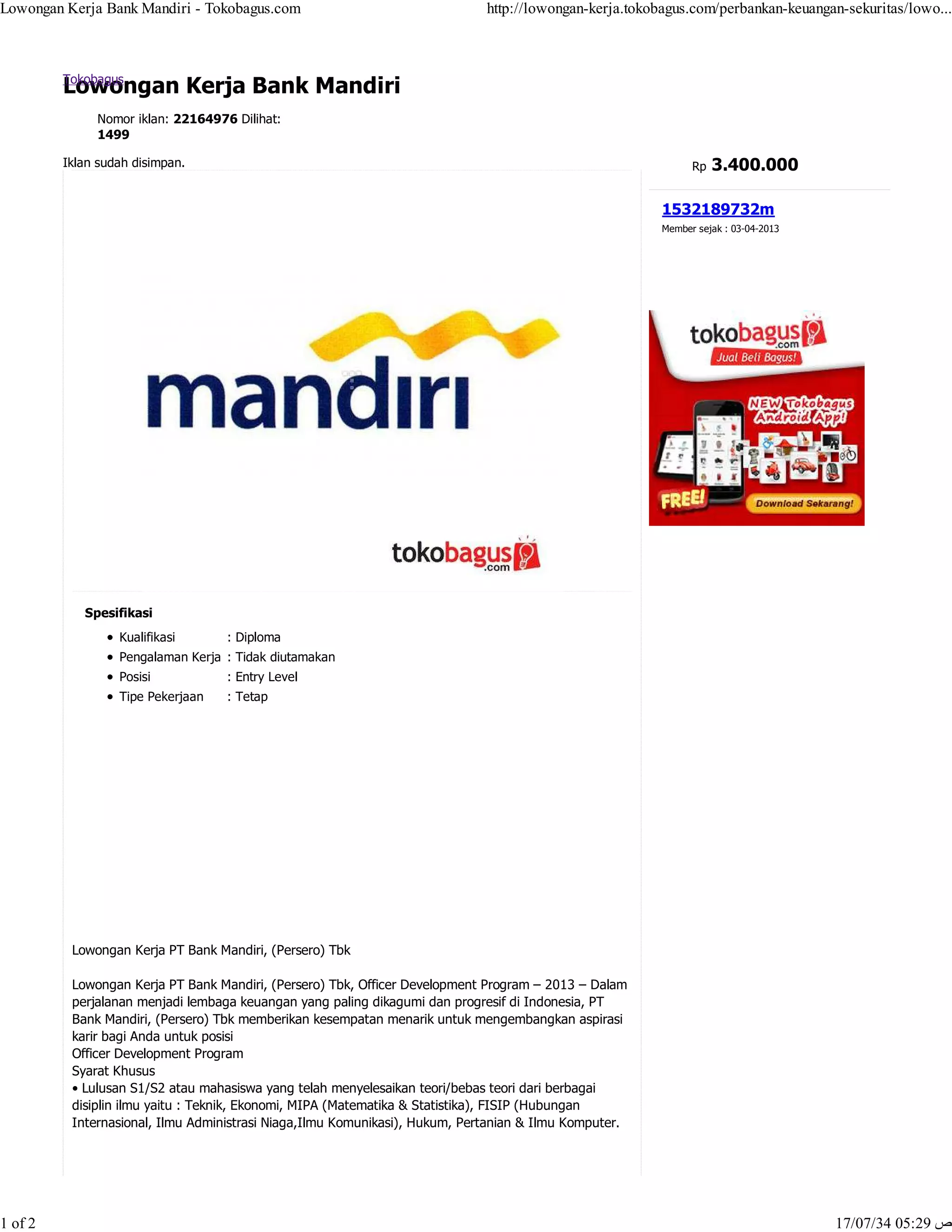 Bank mandiri | PDF