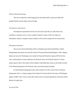 Bank marketing plan 1 | DOCX